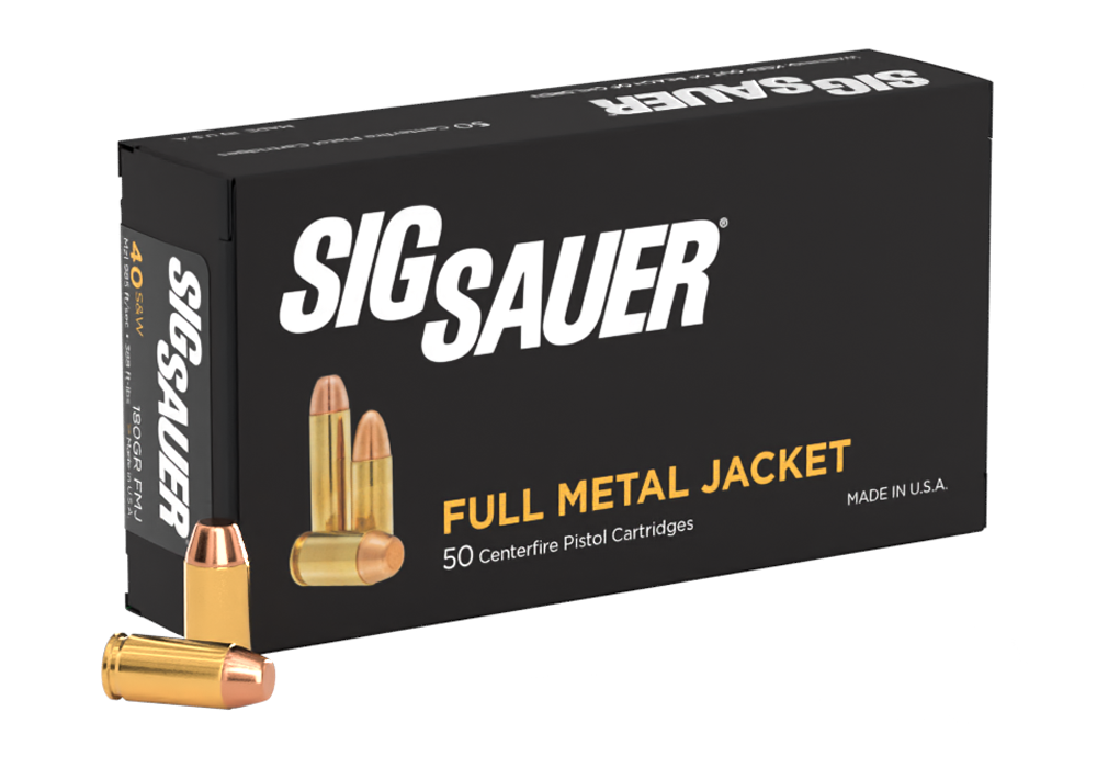 40S&W 180gr Elite Ball FMJ ammunition box of 50 | SIG SAUER