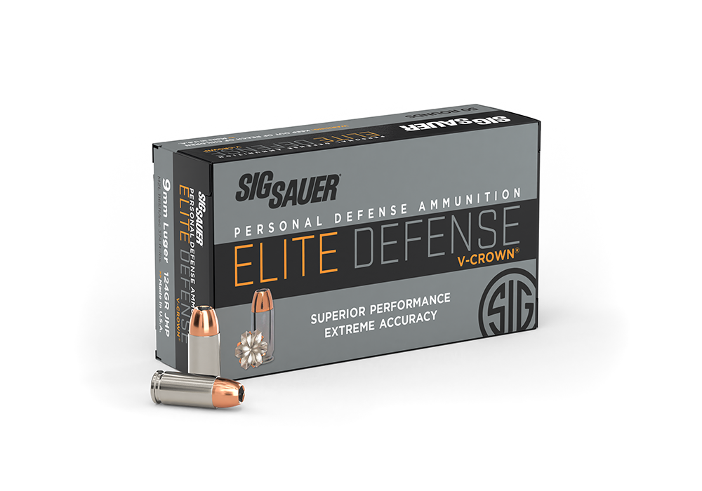 9mm 124gr JHP Elite V-Crown Ammunition box of 50 | SIG SAUER